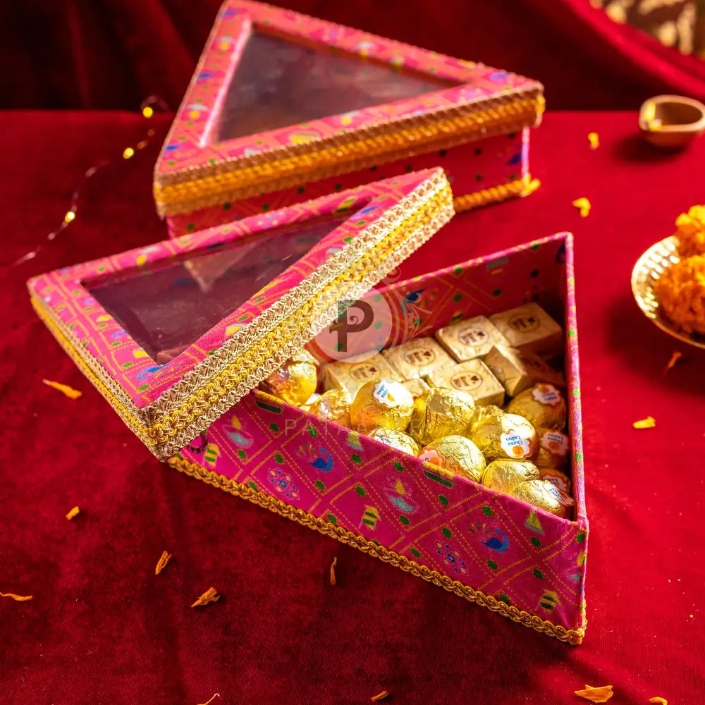 Shop Bandhej Triangle Mithai Box - Decorative Sweet Storage – Pataaree ...