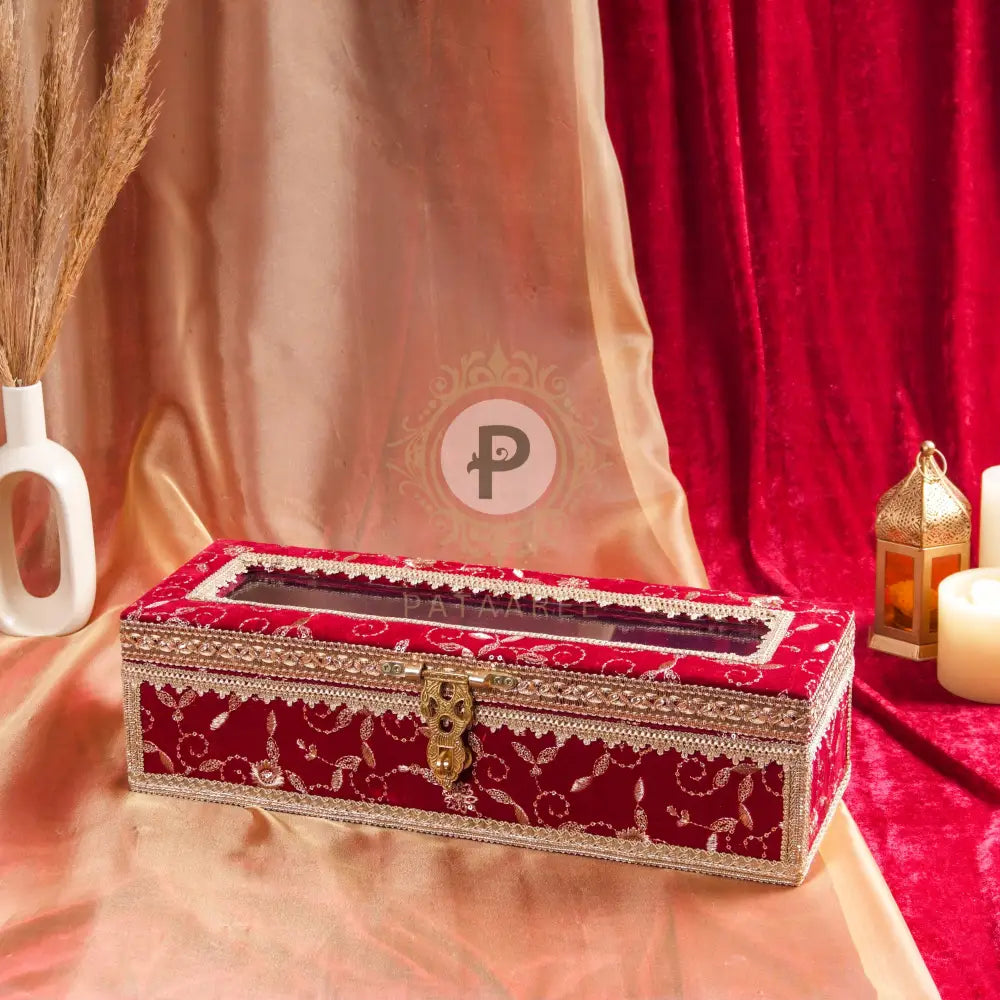 Maroon Embroidered Chura Kaleera Box – Pataaree Studios Pvt Ltd