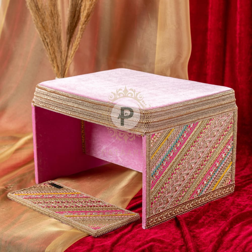 Pastel Pink Satrangi Peedi with Fatti – Pataaree Studios Pvt Ltd