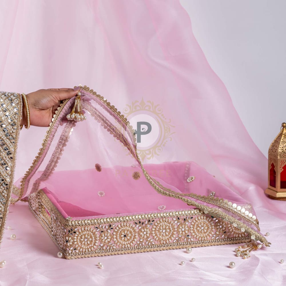 All-in-One Shagun Solution: Shop the Zehra Pastel Pink Shagun Tray with ...
